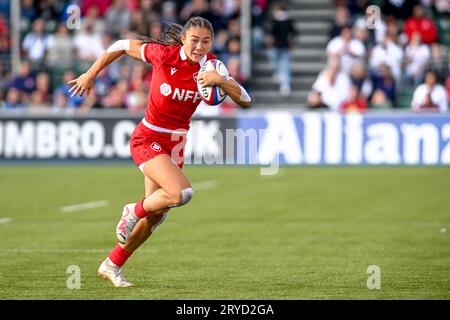 Florence Symonds of Canada Women drives forward with the ball to be ...