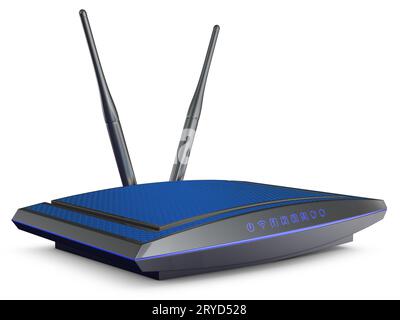 Modem with blue light Stock Photo - Alamy