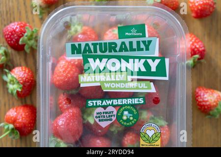 Morrisons supermarket own brand strawberries in packet, labelled as ...