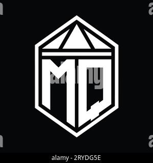 MQ Letter Logo monogram simple hexagon shield shape with triangle crown isolated style design ...