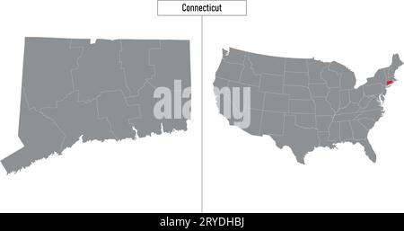 Connecticut, United States. Simple vector map. State shape. Solid ...