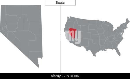 Nevada, United States. Simple vector map. State shape. Outline regions ...