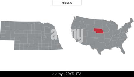 Nebraska, United States. Simple vector map. State shape. Solid Regions ...