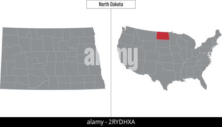 North Dakota, United States. Simple vector map. State shape. Outline ...
