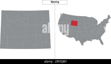 Wyoming on USA map Stock Vector Image & Art - Alamy