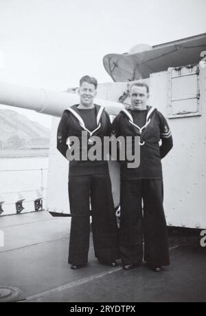 Royal Navy sailors with a deck mounted maxim machine guns on the ...