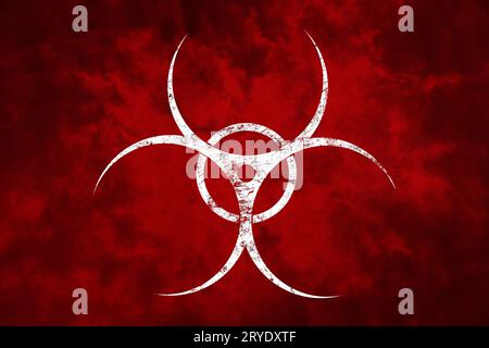 White biohazard sign over red background Stock Photo - Alamy