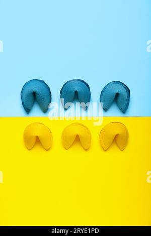 Composition with different fortune cookies on white background Stock ...