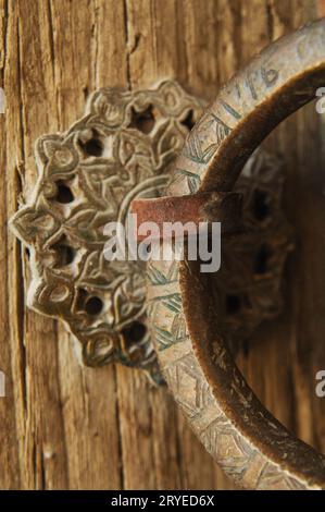 parts and elements of the old antique wooden door with a handle Stock ...