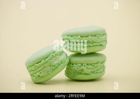 cookies green color of the round form on a light green background Stock ...