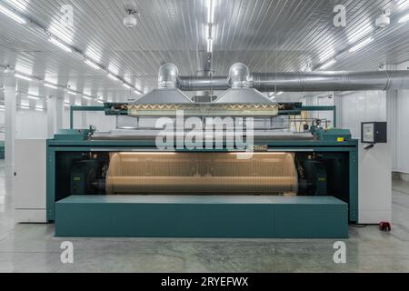 Textile yarn processing shop Stock Photo - Alamy