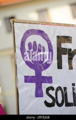 Raised fist within Venus symbol Stock Photo - Alamy