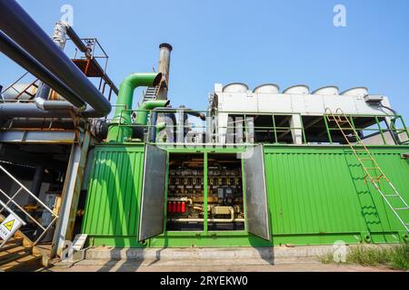 The biogas generator unit is located in a biogas power station Stock ...