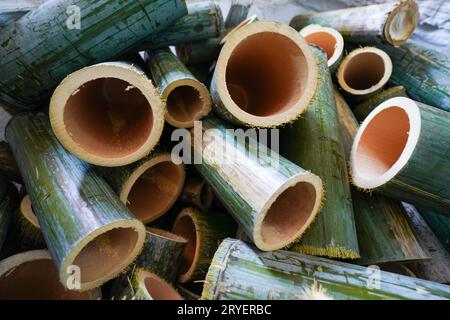 Stacks of bamboo tubes, close-up photos Stock Photo - Alamy