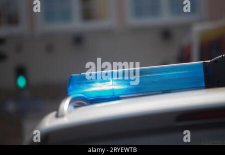 Blue light signal on a police car, visual emergency signal Blue light ...