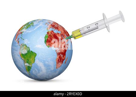 Syringe injecting in planet earth Stock Photo - Alamy