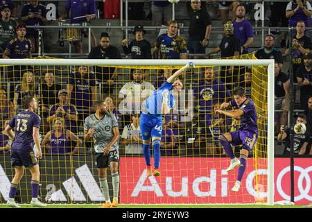 CF Montreal goalkeeper Jonathan Sirois (40) makes a save against Inter ...