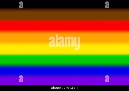 New pride flag LGBTQ gradient background . Redesign including Black and Brown stripes. Digital ...