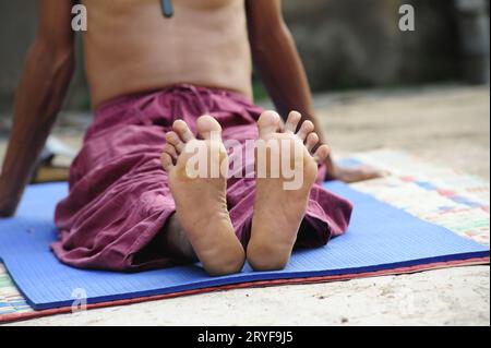 barefoot without shoes and socks, walking without anything on the feet ...