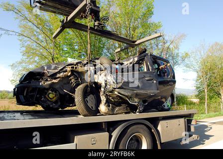 car wreck after car accident with total loss or write-off car wreck ...