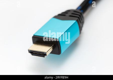 Close up of a professional HDMI plug on white background Stock Photo ...