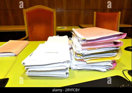 files and folders in the courtroom, justice cases on paper files and ...