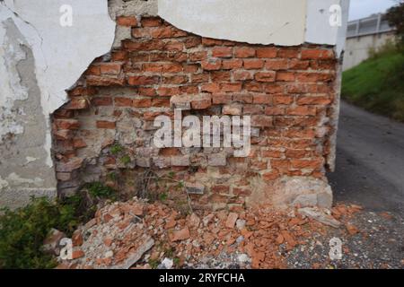 decay and structural damage in building, abandoned house in rural area ...