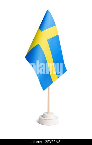 Small national flag of the Sweden on a black background Stock Photo - Alamy