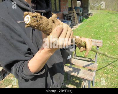 Loam rendering as building material Stock Photo - Alamy