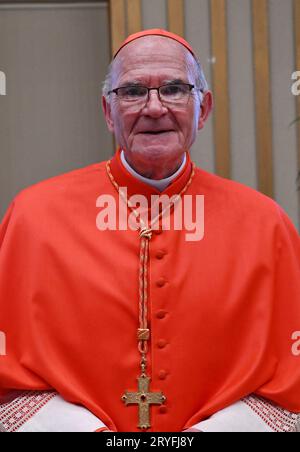New cardinal Stephen Brislin (South Africa) poses as he meets with ...