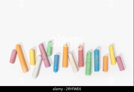 Variety of colored chalk sticks isolated on white background Stock ...
