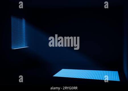 Moonlight on the floor through a window with horizontal blinds Stock ...