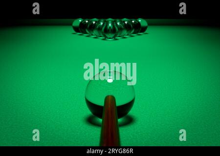 Glass billiard balls at the starting playing position Stock Photo - Alamy