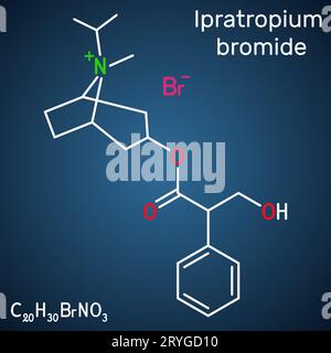 Ipratropium bromide molecule. It is bronchodilator, antispasmodic ...