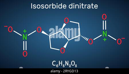 Isosorbide dinitrate, ISDN molecule. It is vasodilator used to treat ...