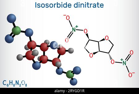 Isosorbide dinitrate, ISDN molecule. Skeletal chemical formula. Paper ...