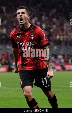 Christian Pulisic of AC Milan celebrates with Santiago Gimenez of AC ...