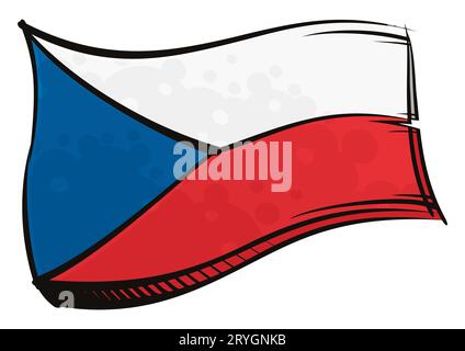 Czech Republic national flag created in graffiti paint style Stock ...