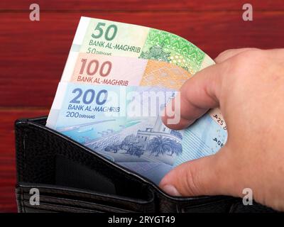 Moroccan money - Dirham in the black wallet Stock Photo - Alamy