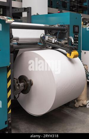 Printing house warehouse interior with printing machine Stock Photo - Alamy