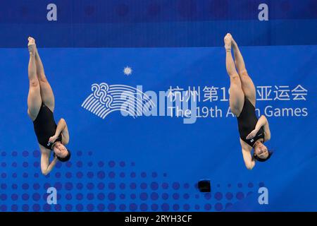 South Korea's Hareum Park and Suji Kim compete during the women's ...