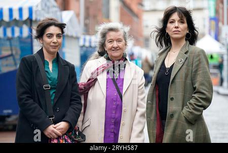 (left to right) Historian Liz Gillis, Honor O Brolchain, whose grand ...