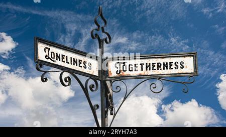 Street Sign Togetherness versus Loneliness Stock Photo - Alamy