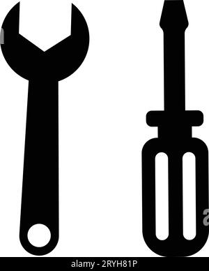 screwdriver wrench icon symbol Flat modern web design with long shadow ...