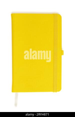 Notepad with hard cover. Top view. Studio shot isolated on white Stock ...