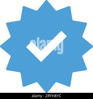 Check mark. Blue tick verified badge icon. Approved profile sign. Tick ...