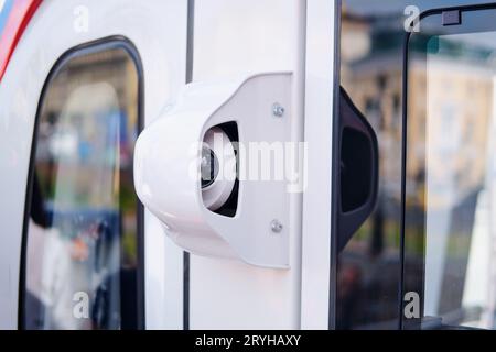 The train has installed CCTV cameras outside the train car doors to ...