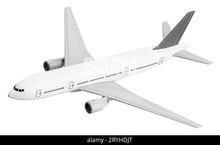 White model of passenger plane on blue background Stock Photo - Alamy