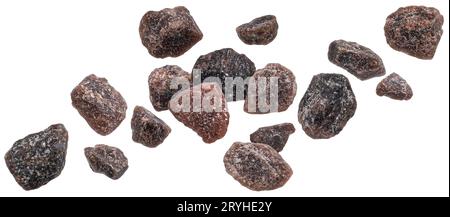 Falling black himalayan salt isolated on white background Stock Photo ...