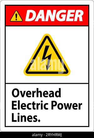 Danger Sign Overhead Electric Power Lines Stock Vector Image & Art - Alamy